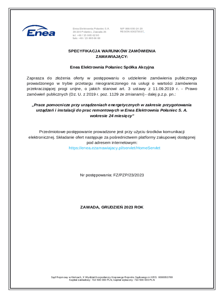 Enea Elektrownia Poaniec SA Doc Template | pdfFiller