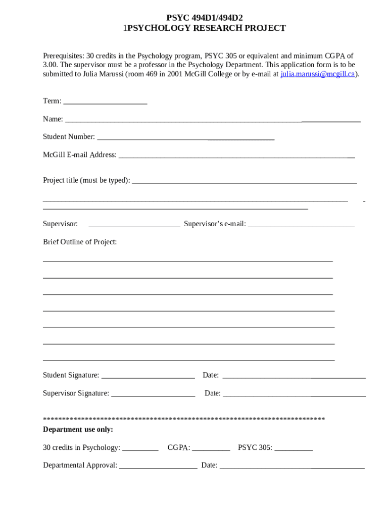 psychology graduate application summary sheet Doc Template | pdfFiller