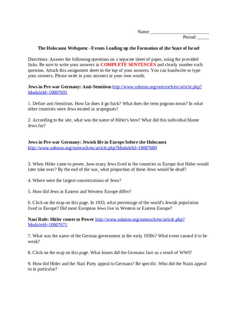 Holocaust webquests step 3 Flashcards Doc Template | pdfFiller