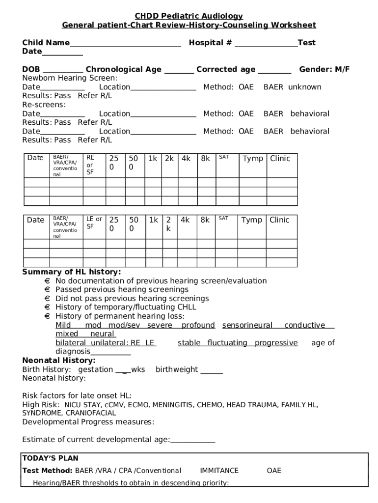 Beverly Hospital - Audiology Adult Case History Doc Template | pdfFiller