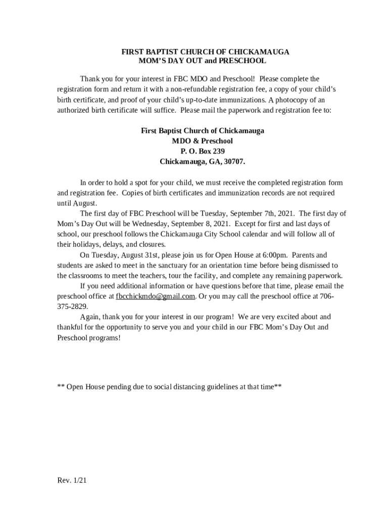 Ringgold First Baptist Church - Pre-K and Learning Center Doc Template ...