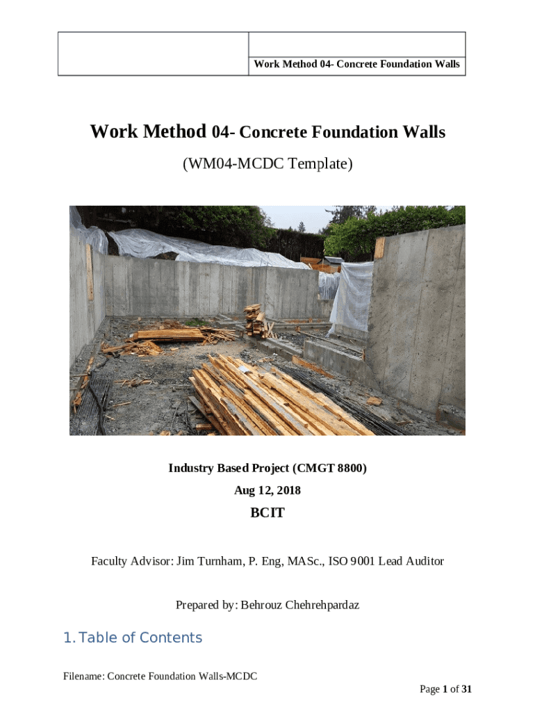 Work Method Template - Detailed. Work Method Assignment #1 Doc Template ...