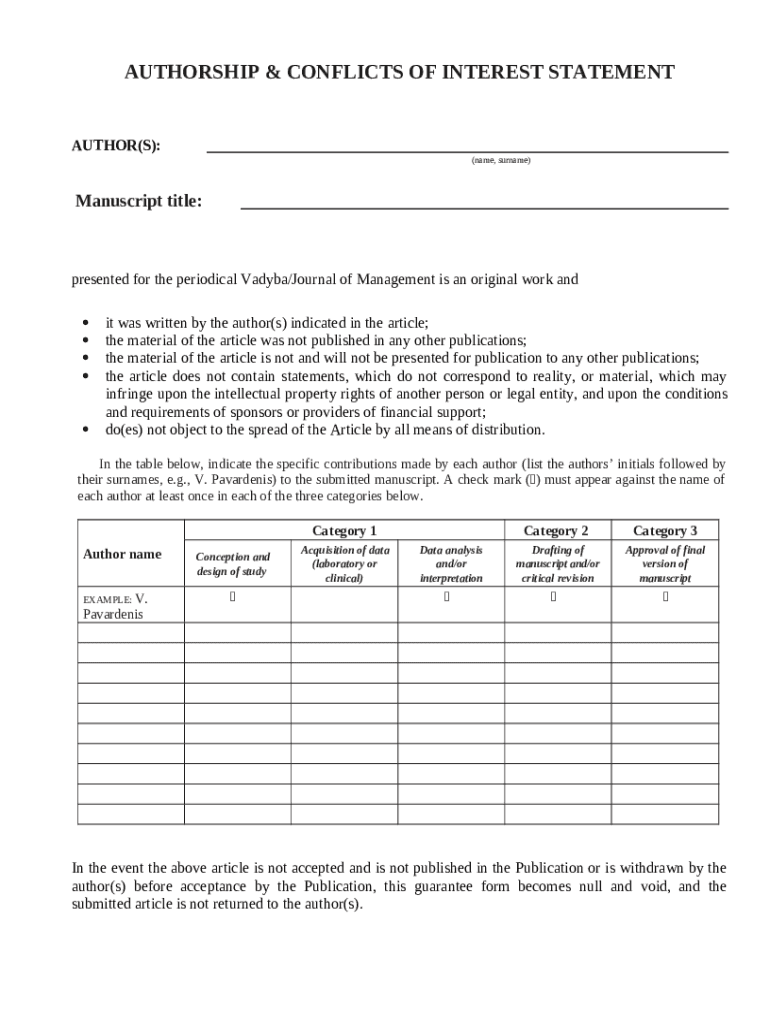 Author Declaration Template - Elsevier Doc Template | pdfFiller
