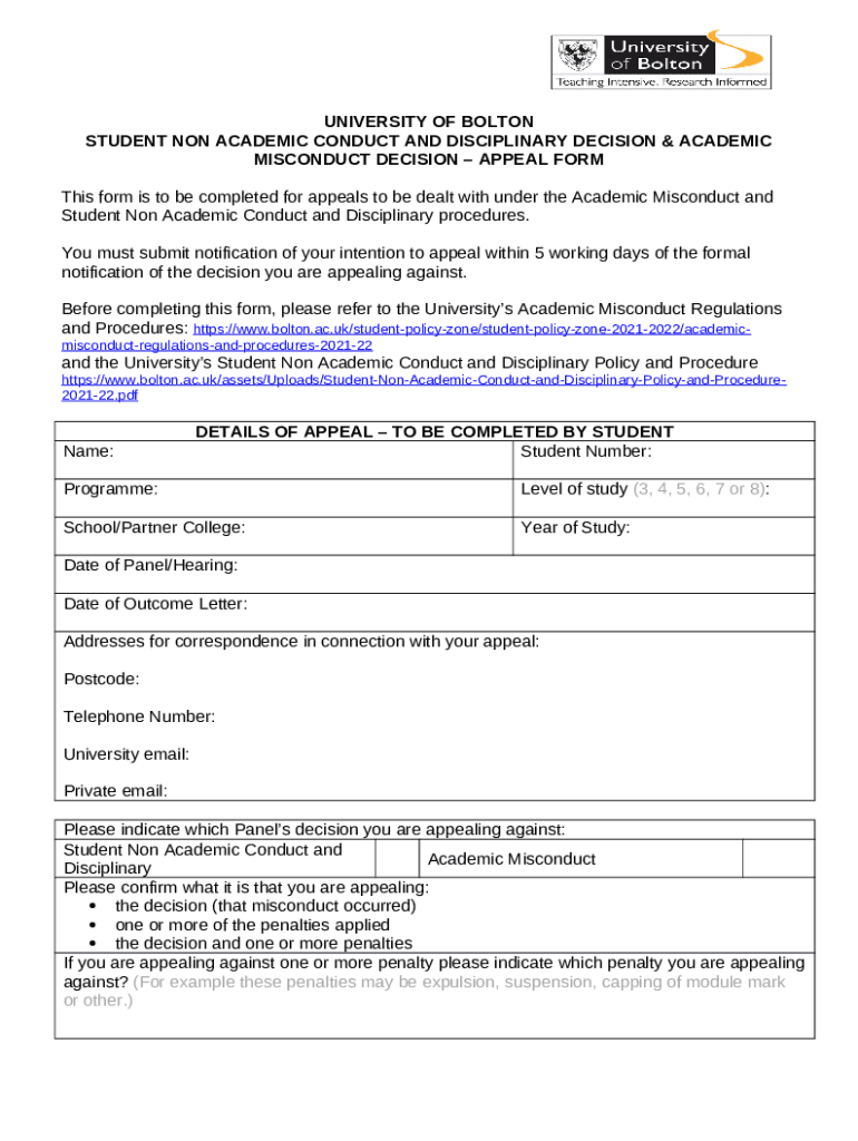 Academic-Misconduct-and-Disciplinary-Appeal-- ... Doc Template | pdfFiller