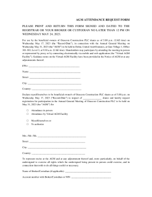 Fillable Online agm attendance request form Fax Email Print - pdfFiller