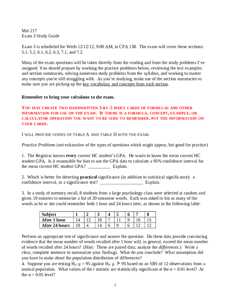 Math 101: Final Exam Review Sheet (Answers and some ... Doc Template | pdfFiller