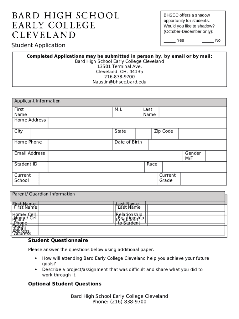 Bard Application - bhsec bard Doc Template | pdfFiller
