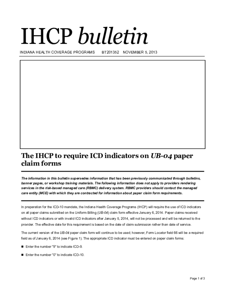 Fillable Online BT201352. The IHCP to require ICD indicators on UB-04 ...