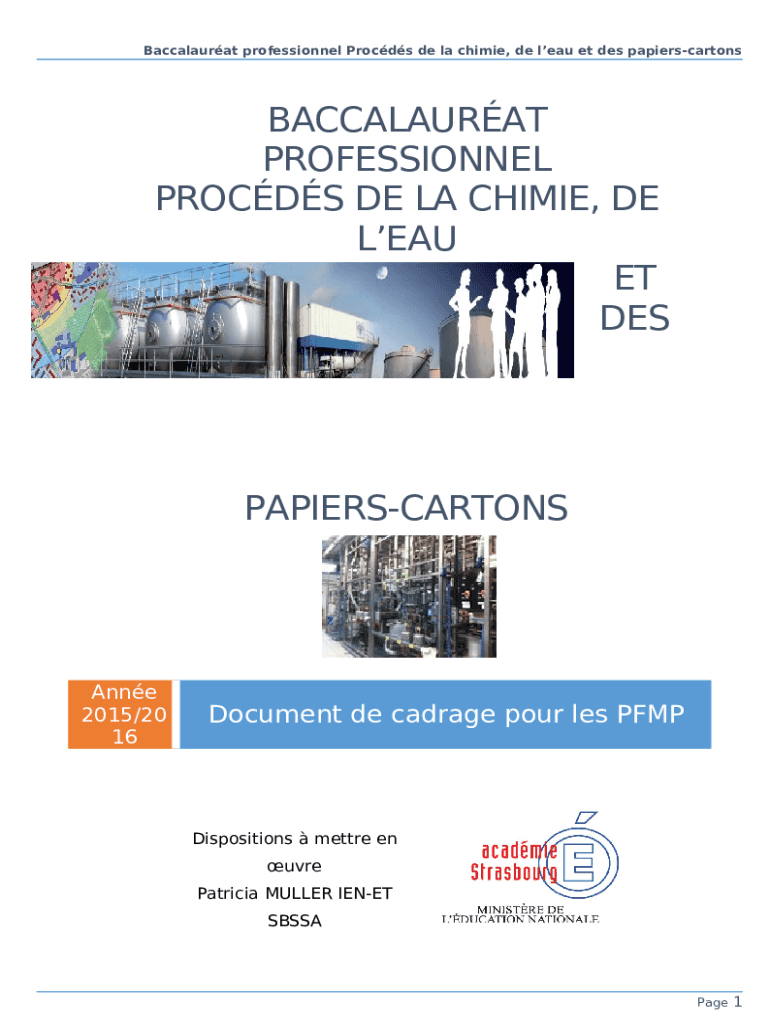 Baccalaurat professionnel Procds de la chimie, de leau et des papiers-cartons. Document de ...