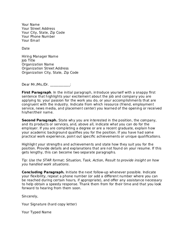 Copy of Cover Letter Template (docx) Doc Template | pdfFiller