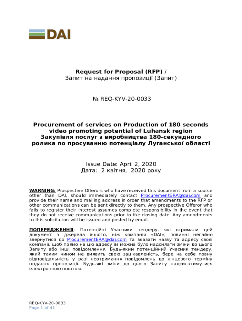 REQUEST FOR PROPOSAL (RFP) for Industrial Hygiene & ... Doc Template | pdfFiller