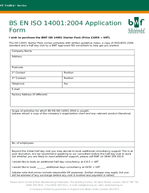 download our iso 14001: application here Doc Template | pdfFiller