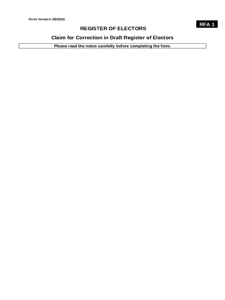 claim for correction in draft register of electors - Studylib Doc Template | pdfFiller