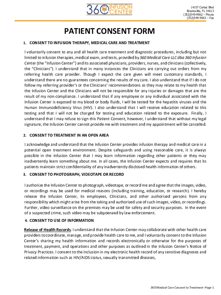 Fillable Online IV Infusion & Injection Consent Form Fax Email Print ...