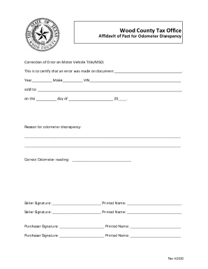 Fillable Online Affidavit of Fact for Odometer Fax Email Print - pdfFiller