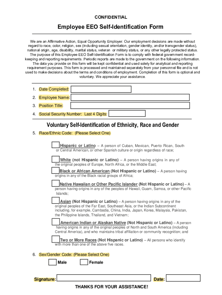 Fillable Online SELF ID FORM Fax Email Print - pdfFiller