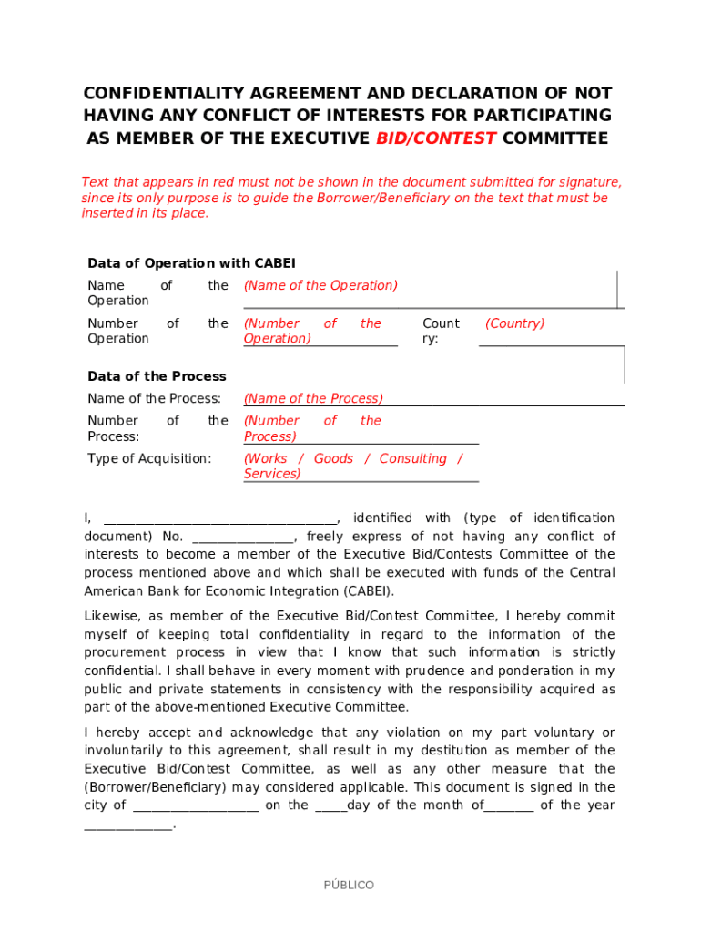 Conflict of Interest (COI) and Non-Disclosure Agreement (NDA) - adquisiciones bcie Doc Template ...