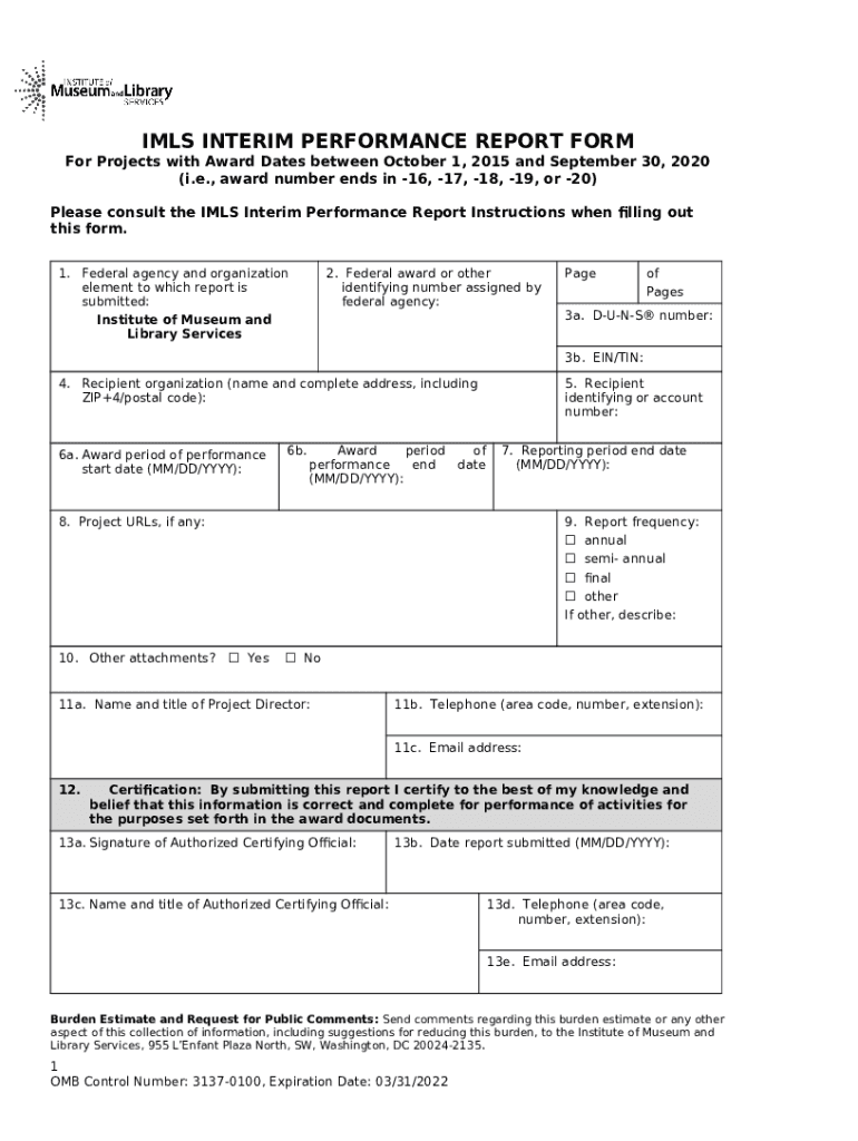 IMLS Perance Report s and Instructions Doc Template | pdfFiller