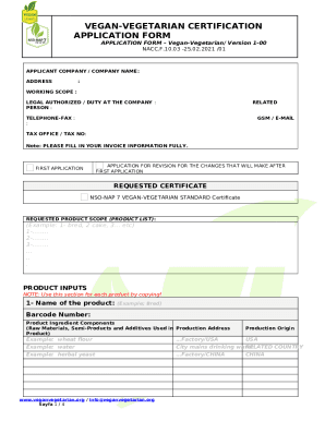 Vegan-Vegetarian-Application- Doc Template | pdfFiller