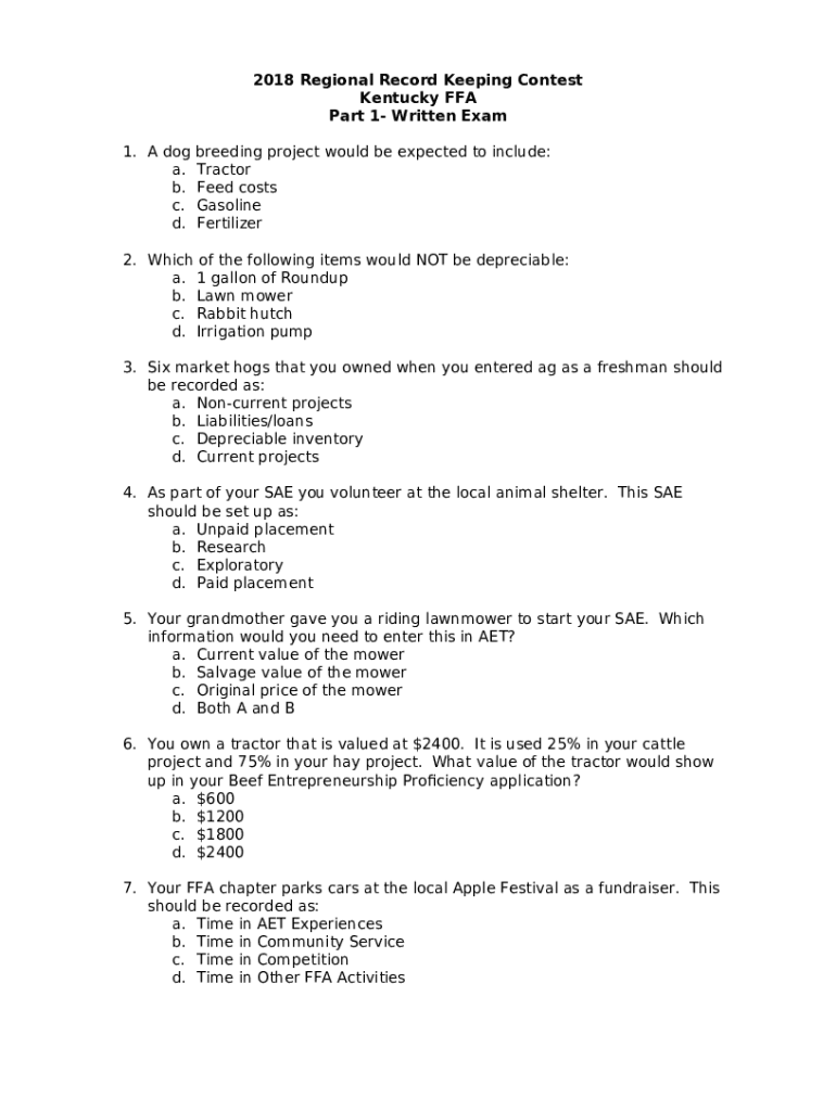 Record Keeping Sample Exam 2 Doc Template | pdfFiller