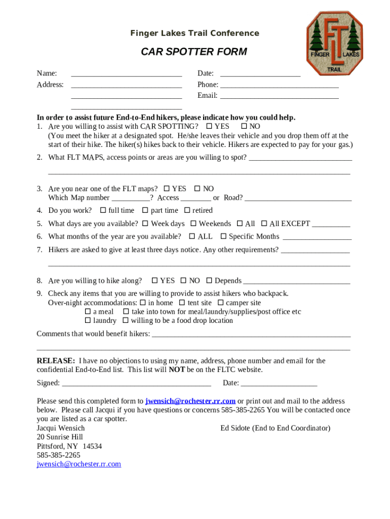 CAR SPOTTER Doc Template | pdfFiller