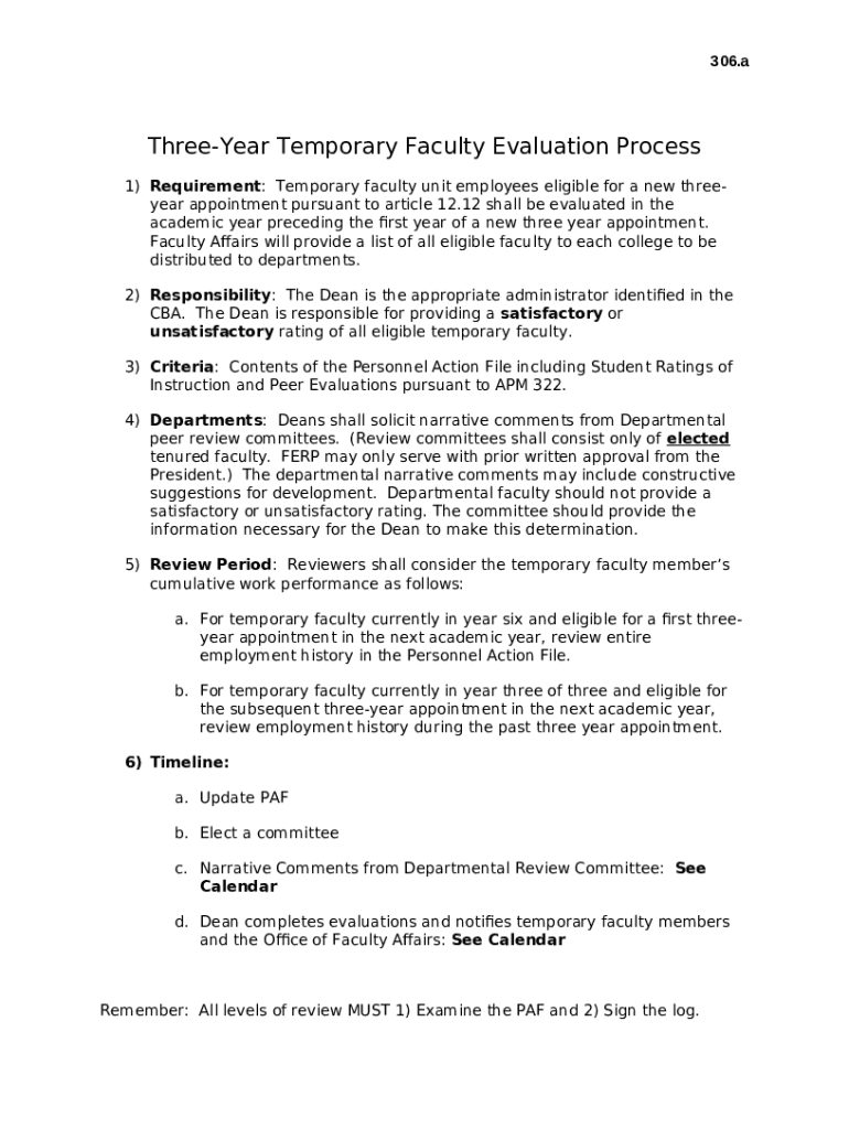 Evaluation of Temporary Faculty for Initial and Renewal 3-Year ... Doc Template | pdfFiller