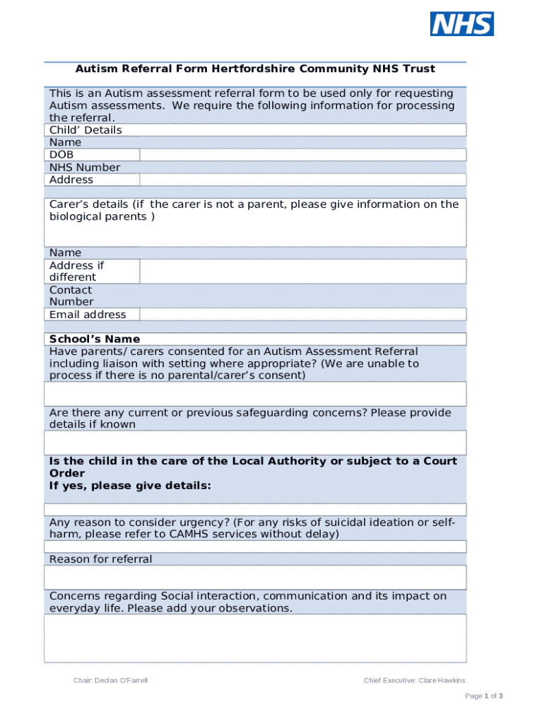 Requesting an Assessment - Children and Family Health Devon Doc Template | pdfFiller