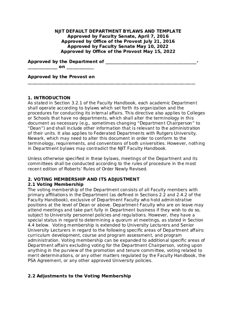 Default Departmental Bylaws template Doc Template | pdfFiller