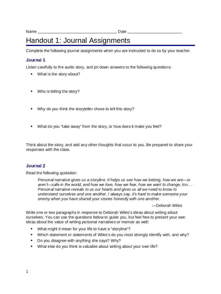 Listening Journals for Extensive and Intensive ... Doc Template | pdfFiller