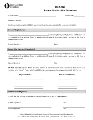 Fillable Online 2019-2020 Non-Tax Filer Form - Student Fax Email Print ...