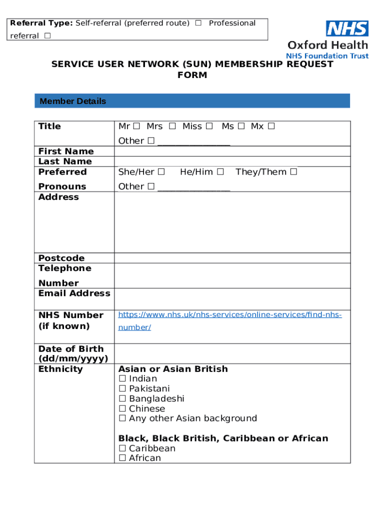 Service User Network (SUN) service Doc Template | pdfFiller