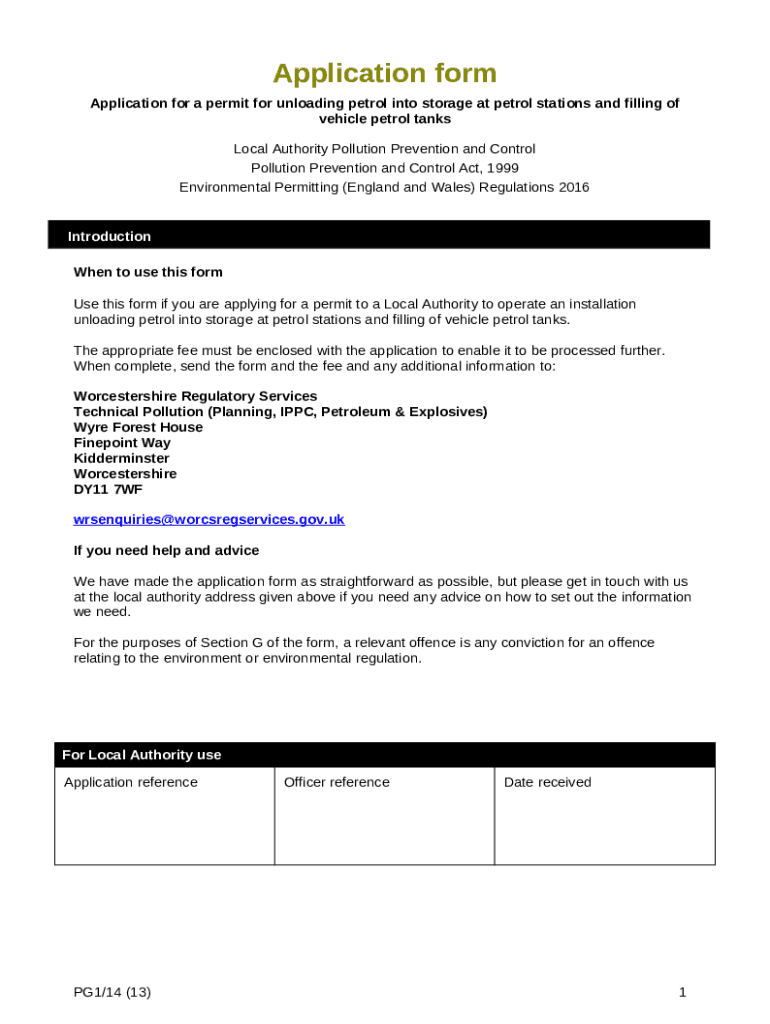 Permit Application (Unloading of Petrol) Doc Template | pdfFiller