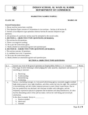 INDIAN SCHOOL AL WADI AL KABIR Practice paper Doc Template | pdfFiller