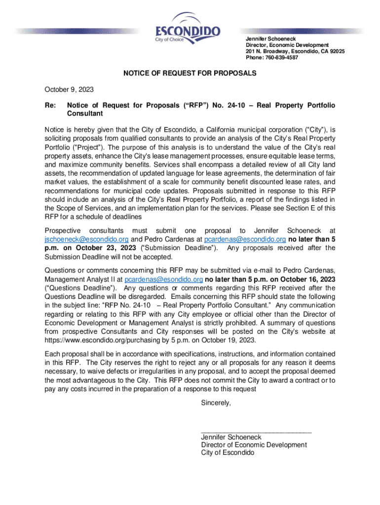 Fillable Online Notice of Request for Proposals (RFP) No. 24-10 Fax ...