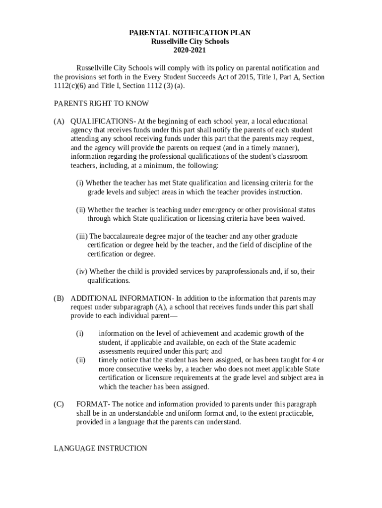 WC Petty Elementary School Parental Involvement Policy Doc Template ...