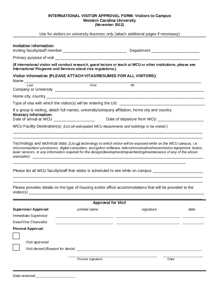 International Visitor Approval Doc Template | pdfFiller