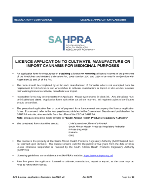 Application : Medicinal cannabis licence Doc Template | pdfFiller