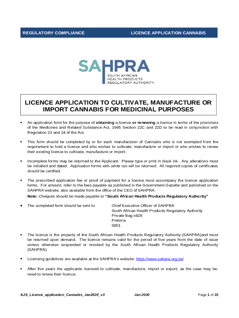 Application : Medicinal cannabis licence Doc Template | pdfFiller