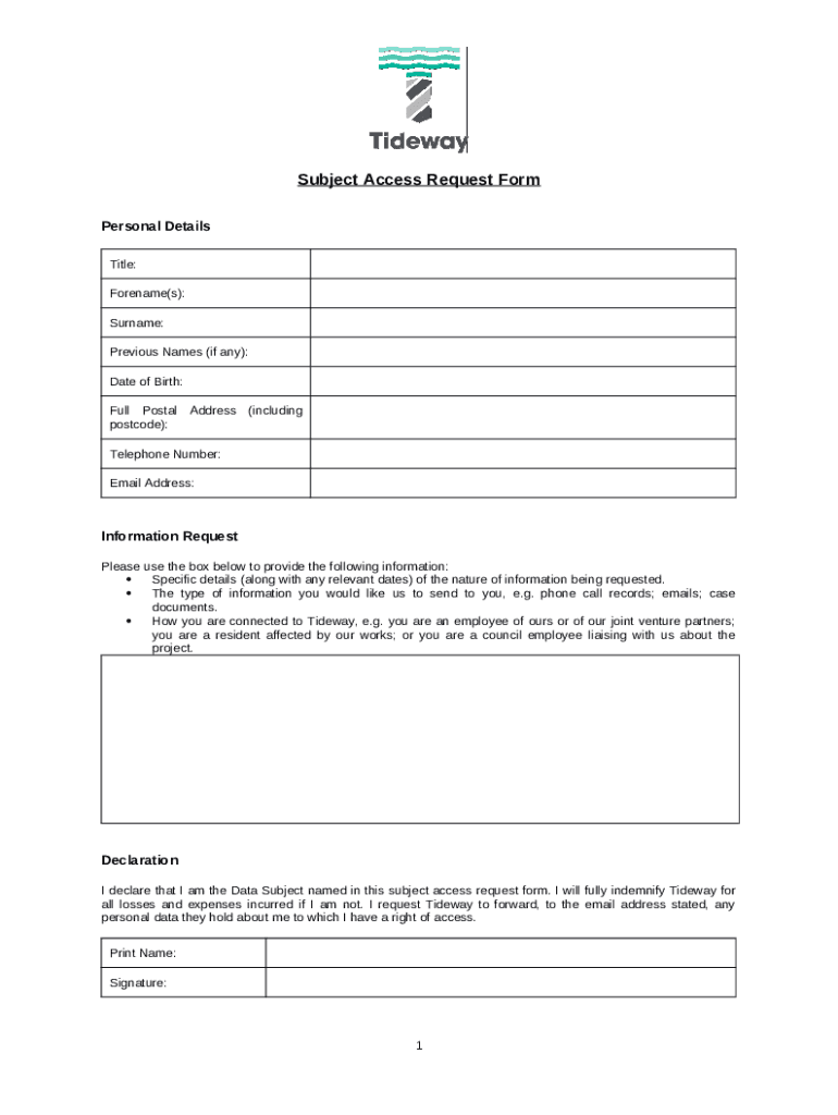 Submitting your Data Subject Access Request Doc Template | pdfFiller