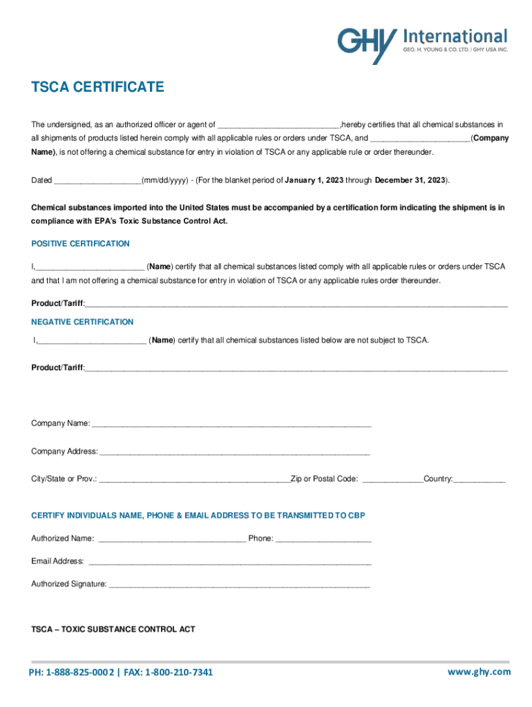 Fillable Online rev 1 (05-09) TSCA Import Certification Form Fax Email Print - pdfFiller