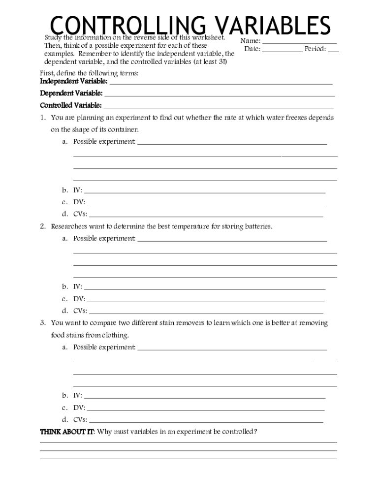 Fillable Online Independent Variable Control Procedures Hypothesis ... Fax Email Print - pdfFiller