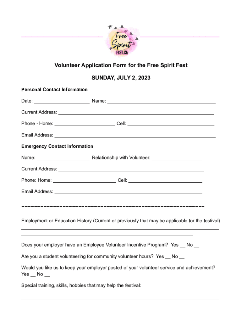 Fillable Online Volunteer Form Template.docx Fax Email Print - pdfFiller