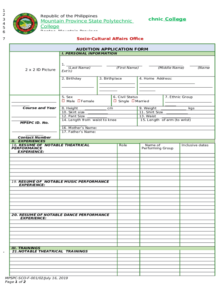 Mountain Province State Polytechnic CollegeBontoc Doc Template | pdfFiller