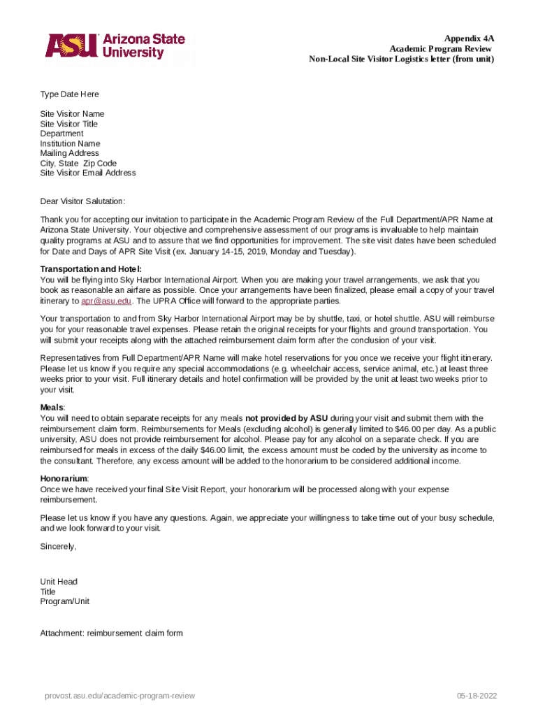 B-2 Visitor's Visa Invitation Letter Template - provost asu Doc ...