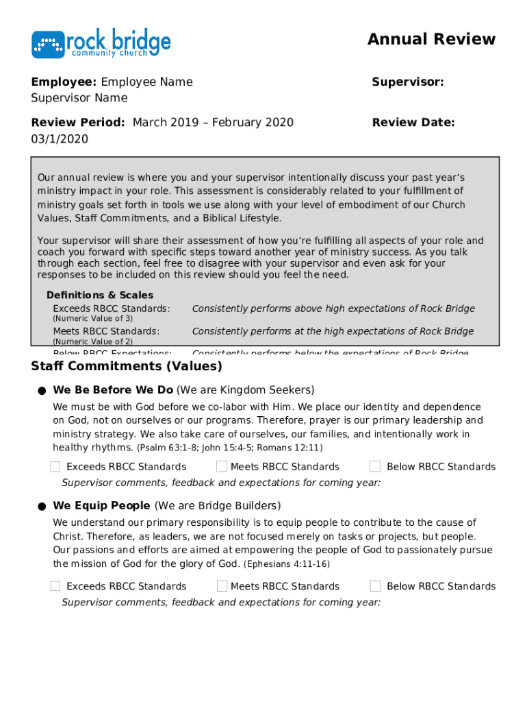 Annual Review Employee Doc Template | pdfFiller