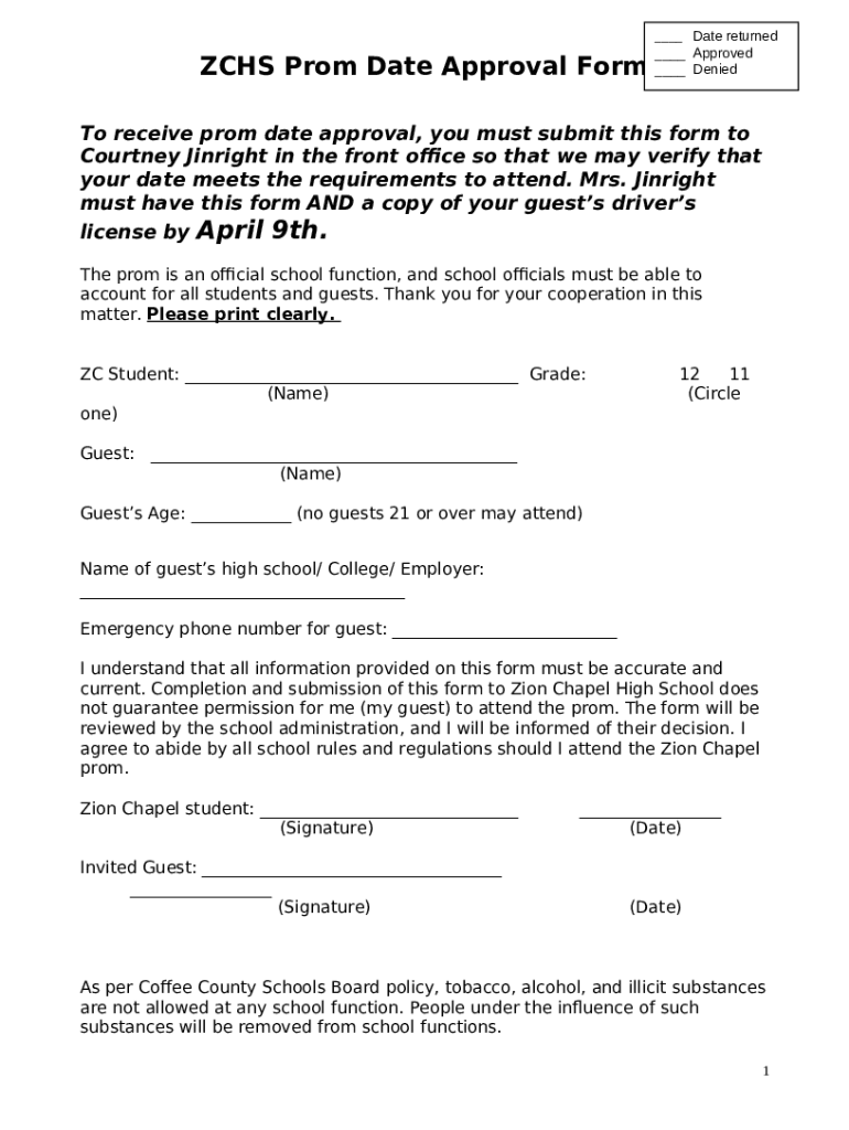 Prom Request Doc Template | pdfFiller