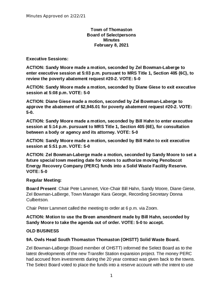 Diane Giese made a motion, seconded by S Doc Template | pdfFiller