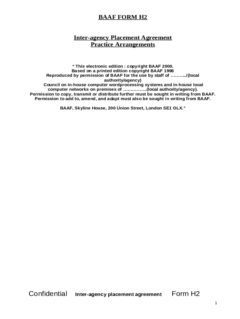 Confidential Inter-agency placement agreement H2 Doc Template | pdfFiller