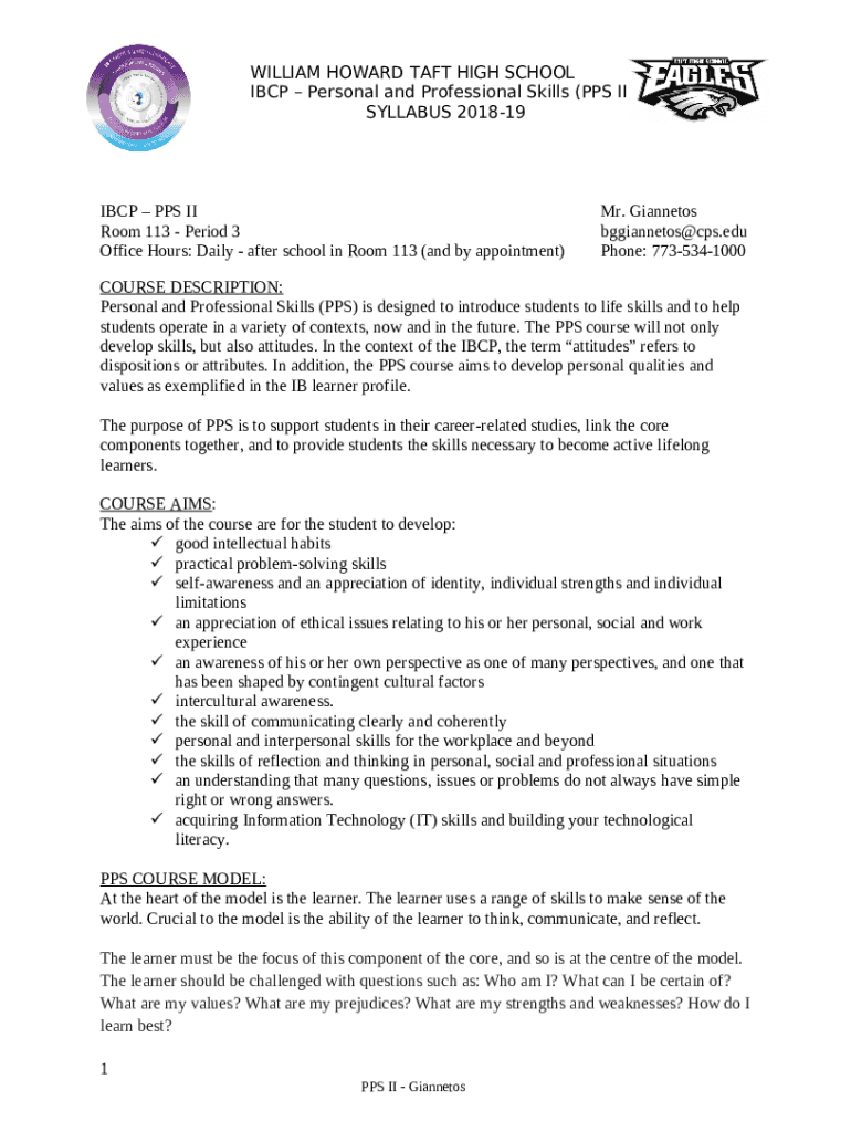 Syllabus Template - ibcp pps coursetaft h.s. Doc Template | pdfFiller