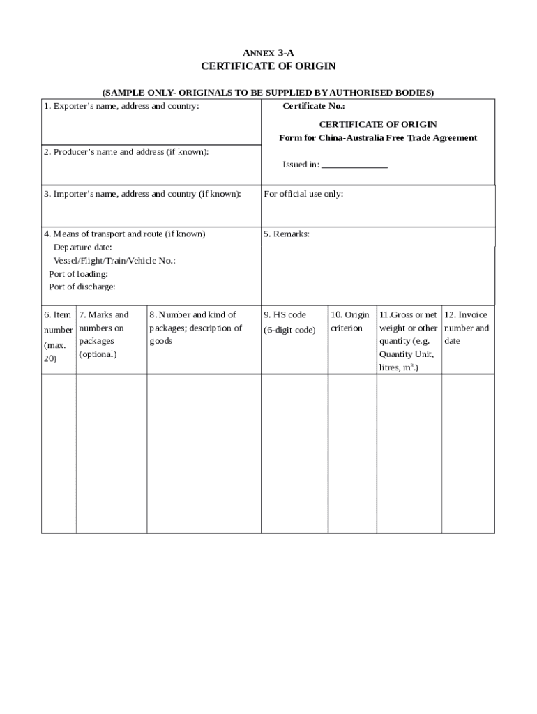 chafta-certificate-of-origin-sample- ... Doc Template | pdfFiller